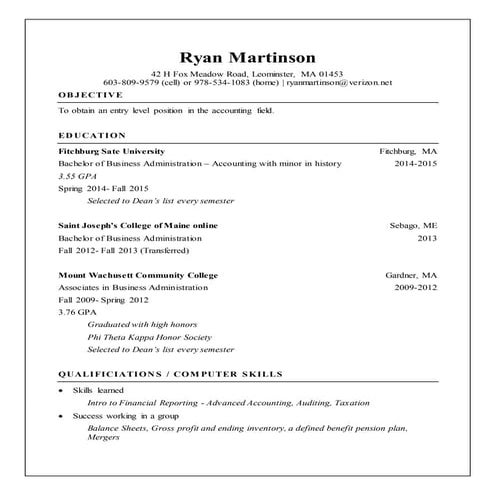 Condensed Resume | DOCX