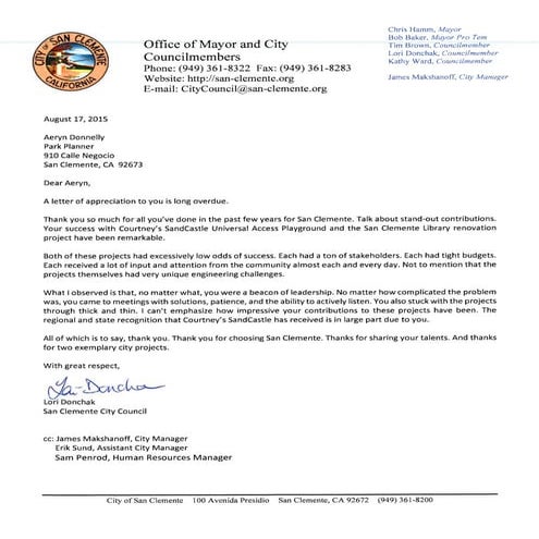 City Council Letter of Appreciation | PDF