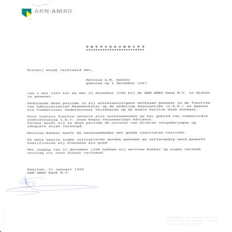 Getuigschrift - ABN AMRO Bank N.V. | PDF