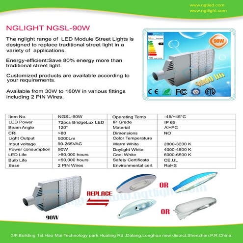 90W LED Module Street Light | PDF