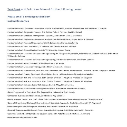 Test bank And Solutions Manual | PDF