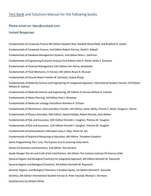 Test bank And Solutions Manual | PDF