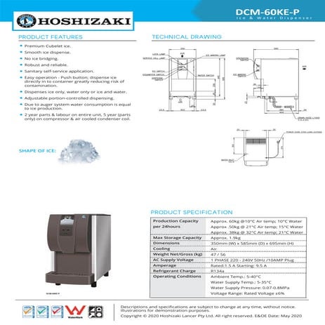 DCM-60KE-P | ICE & WATER DISPENSER | PDF
