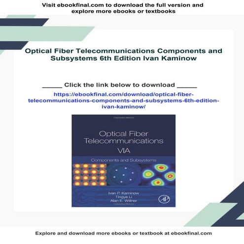 Optical Fiber Telecommunications Components and Subsystems 6th Edition ...