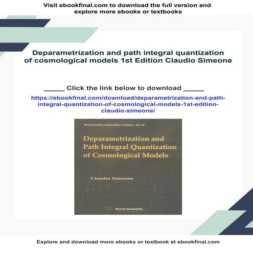 Deparametrization and path integral quantization of cosmological models 1st Edition Claudio ...