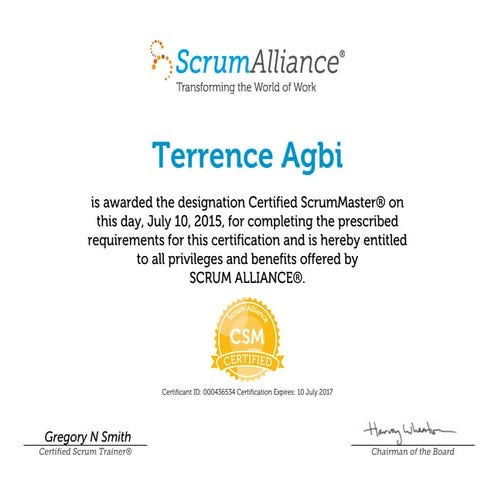 Terrence Agbi-ScrumAlliance_CSM_Certificate | PPT