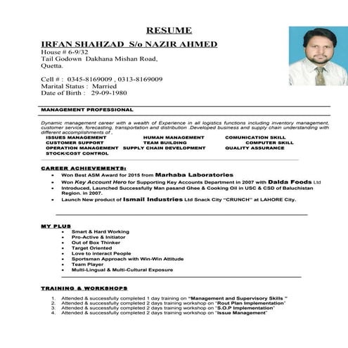 Irfan Shahzad CV | DOC | Sales | Business