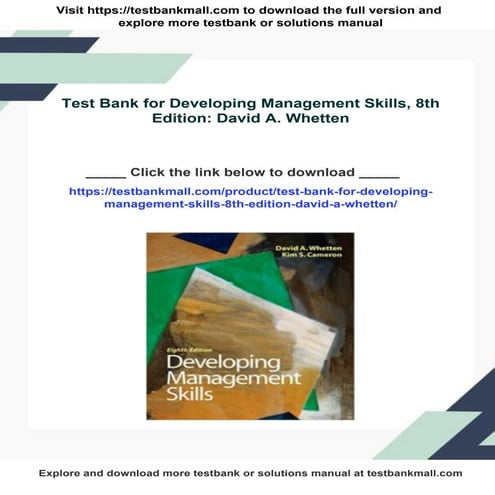 Test Bank for Developing Management Skills, 8th Edition: David A ...