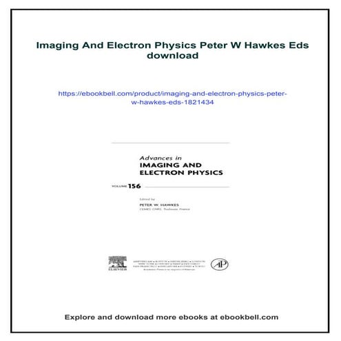 Imaging And Electron Physics Peter W Hawkes Eds | PDF