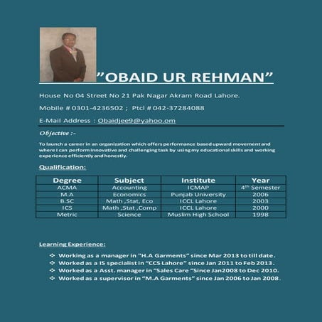 Obaid Perfational CV | DOCX