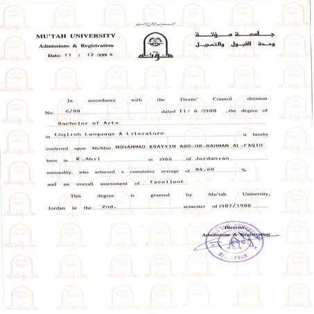 BA Graduation Certificate-English | PDF