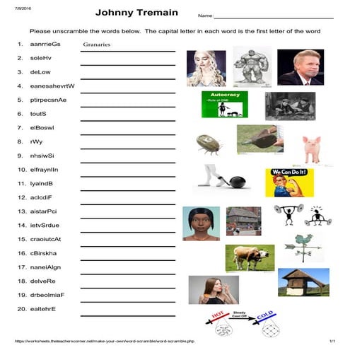 Johnny Tremain scramble | PDF