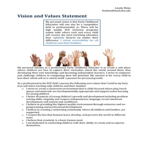 Vision and Values Statement | DOCX