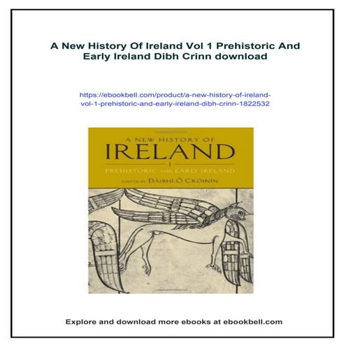 A New History Of Ireland Vol 1 Prehistoric And Early Ireland Dibh Crinn ...
