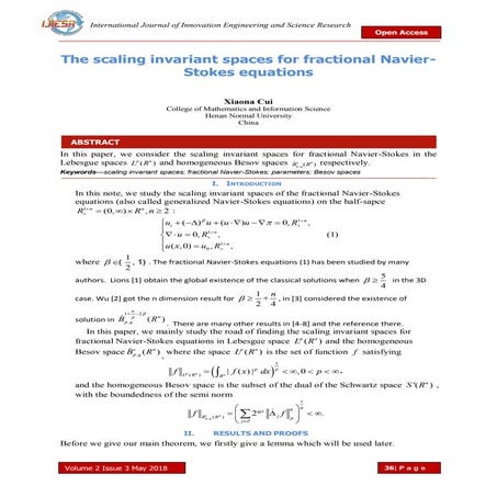 The scaling invariant spaces for fractional Navier- Stokes equations | PDF
