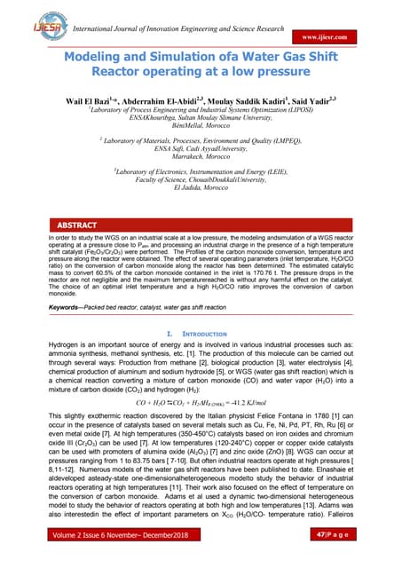 Water Gas Shift Reactor Design | PPTX | Chemistry | Science