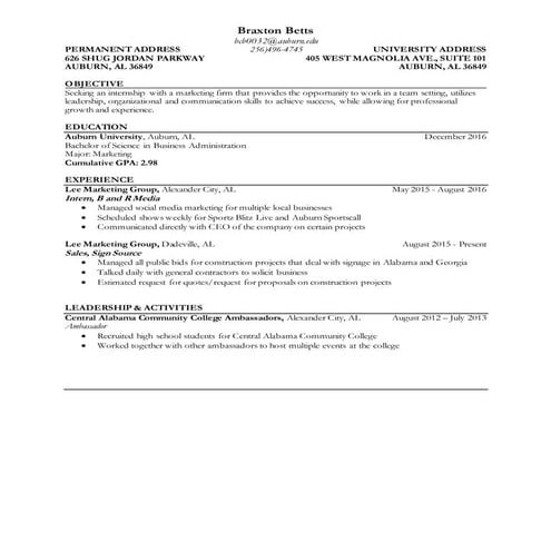 BUSI 2010 Resume Draft | DOCX