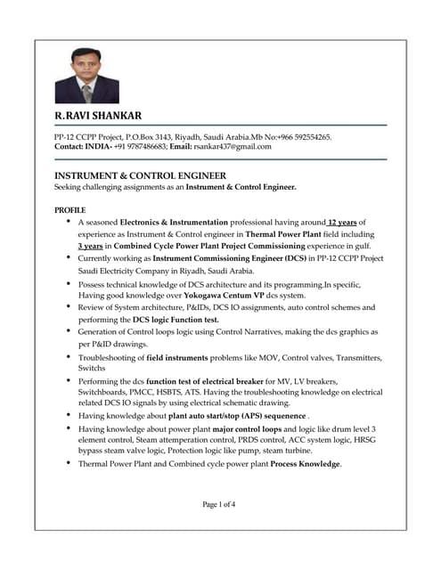 Instrumentation Engineer Resume | PDF