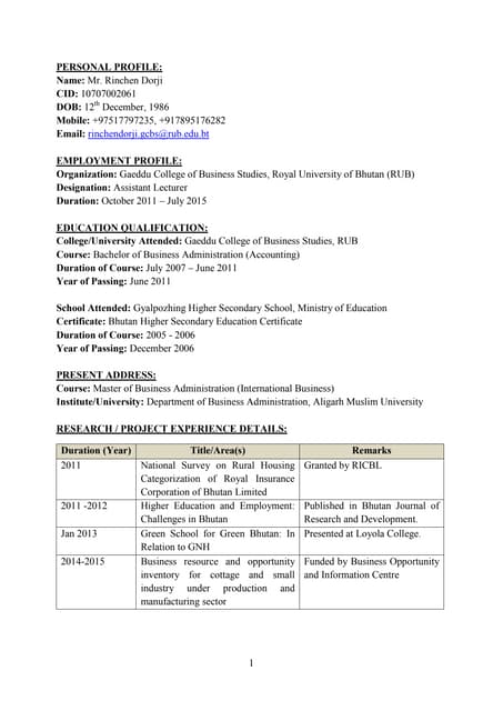 Mehboob Ali (CV) | DOC