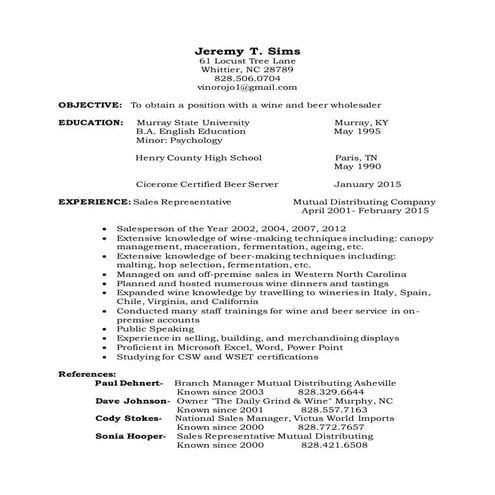Jeremy Sims Resume | PDF