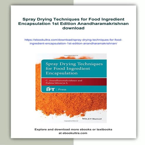 Spray Drying Techniques for Food Ingredient Encapsulation 1st Edition ...