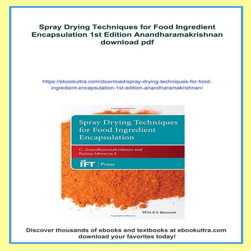 Spray Drying Techniques for Food Ingredient Encapsulation 1st Edition ...