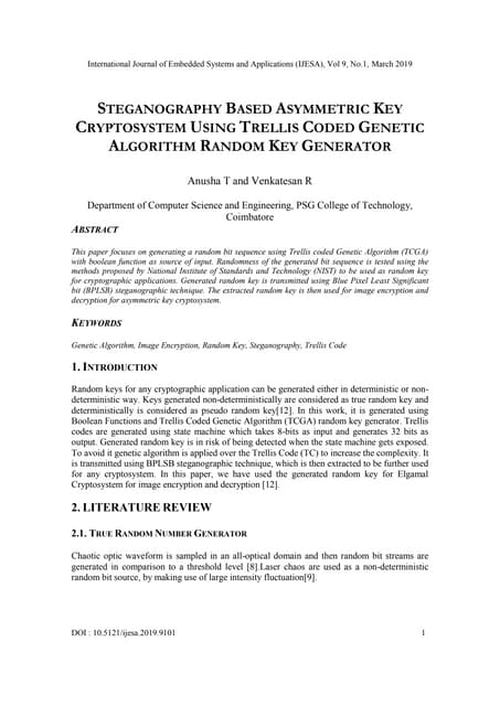 Steganography Based Asymmetric Key Cryptosystem Using Trellis Coded Genetic Algorithm Random Key