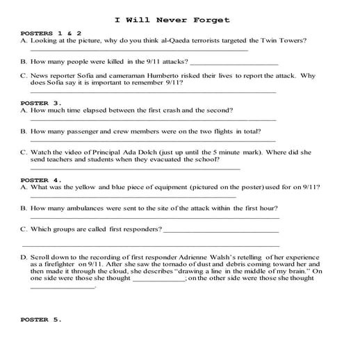 NCompass Live: 9/11 Poster Exhibition Questions | PDF