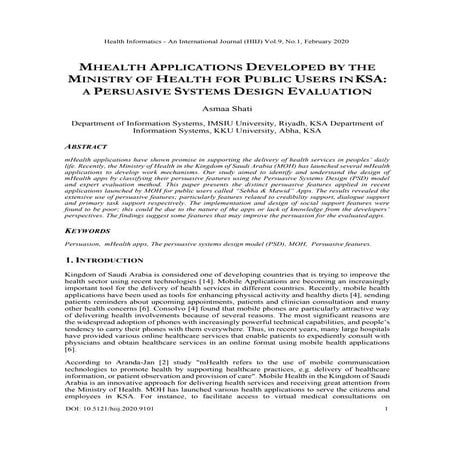 MHEALTH APPLICATIONS DEVELOPED BY THE MINISTRY OF HEALTH FOR PUBLIC USERS INKSA: A PERSUASIVE ...