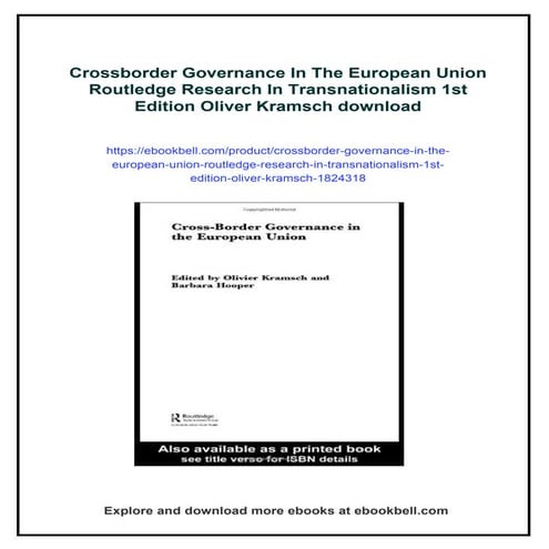Crossborder Governance In The European Union Routledge Research In ...