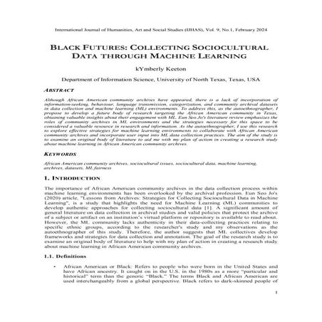 BLACK FUTURES: COLLECTING SOCIOCULTURAL DATA THROUGH MACHINE LEARNING | PDF