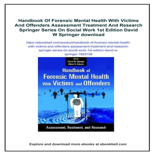 Handbook Of Forensic Mental Health With Victims And Offenders ...