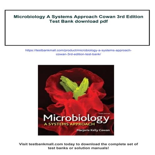 Microbiology A Systems Approach Cowan 3rd Edition Test Bank | PDF