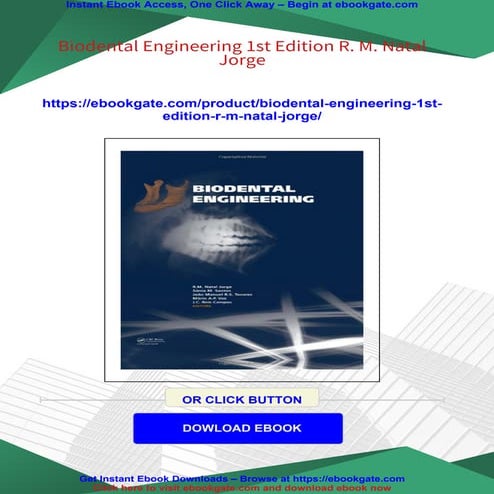 Biodental Engineering 1st Edition R. M. Natal Jorge | PDF