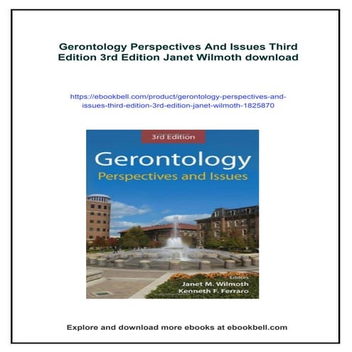 Gerontology Perspectives And Issues Third Edition 3rd Edition Janet ...