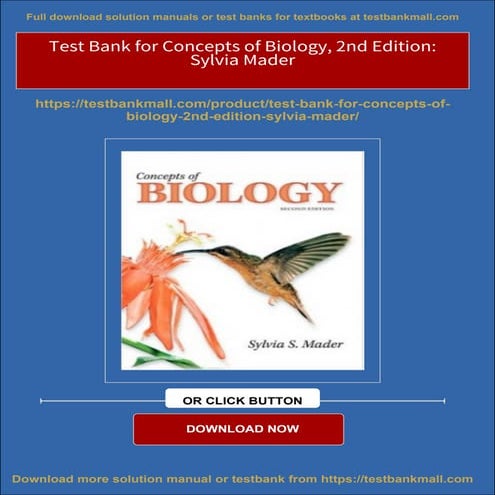 Download full Test Bank for Concepts of Biology, 2nd Edition: Sylvia ...