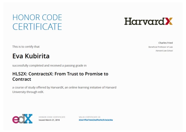 HarvardX Certificate_Contracts