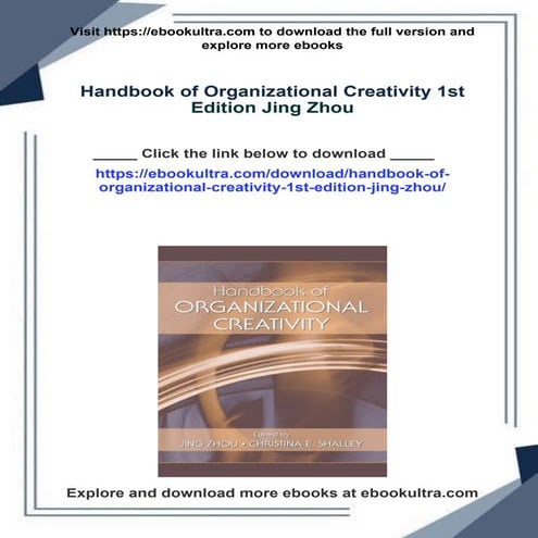Handbook of Organizational Creativity 1st Edition Jing Zhou | PDF