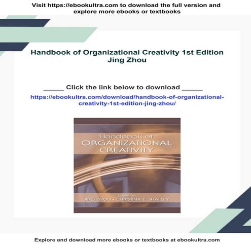 Handbook of Organizational Creativity 1st Edition Jing Zhou | PDF