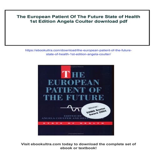 The European Patient Of The Future State of Health 1st Edition Angela ...