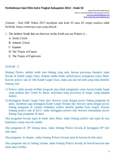 Soal osk astro 2012 | DOCX