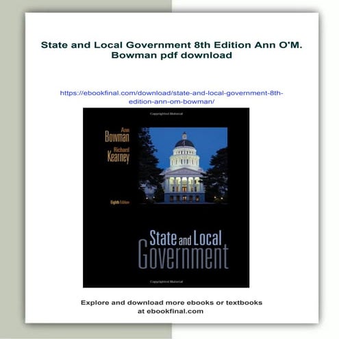 State and Local Government 8th Edition Ann O'M. Bowman | PDF