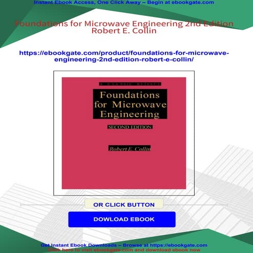 Foundations for Microwave Engineering 2nd Edition Robert E. Collin | PDF