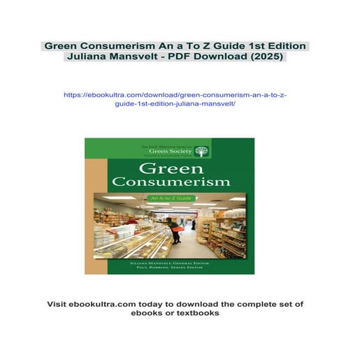 Green Consumerism An a To Z Guide 1st Edition Juliana Mansvelt | PDF