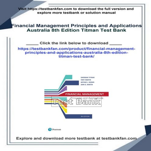 Financial Management Principles and Applications Australia 8th Edition ...