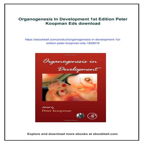 Organogenesis In Development 1st Edition Peter Koopman Eds | PDF