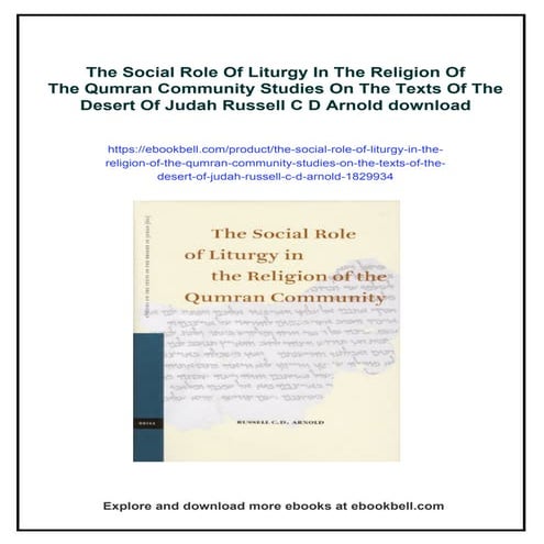 The Social Role Of Liturgy In The Religion Of The Qumran Community ...