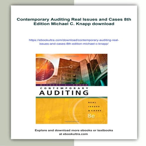 Contemporary Auditing Real Issues and Cases 8th Edition Michael C. Knapp | PDF