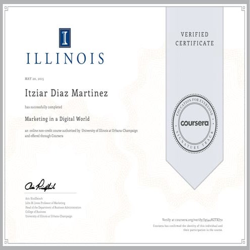 Marketing in a Digital World certificate | PDF