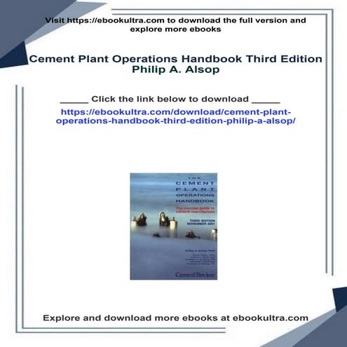 Cement Plant Operations Handbook Third Edition Philip A. Alsop | PDF